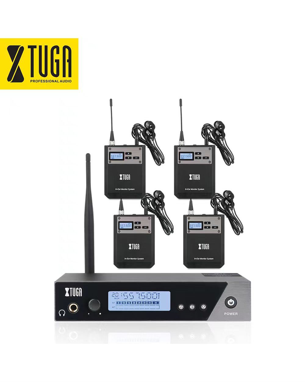 Xtuga IEM1100 Stage Wireless In Ear Monitor System 4 Pack For Church Stage Studio | Xtuga-Audio